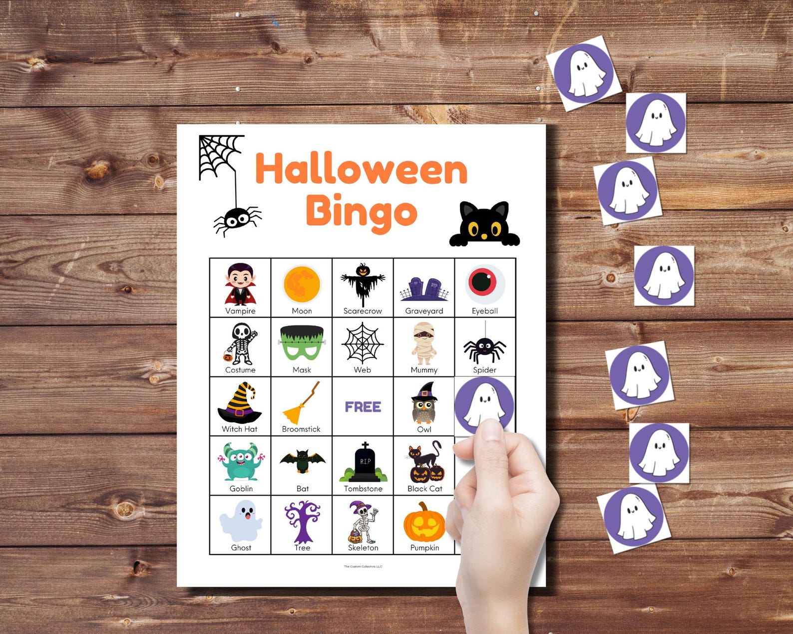Halloween Bingo Game: 50 Printable Cards, Kids Party Activity (PDF ...