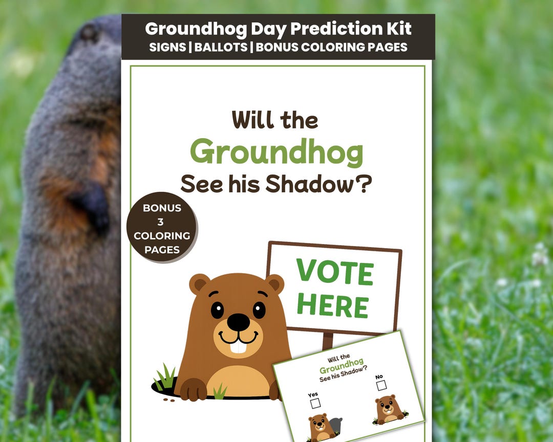 Groundhog Day Prediction Kit, Printable Groundhog Day Activity, Voting ...