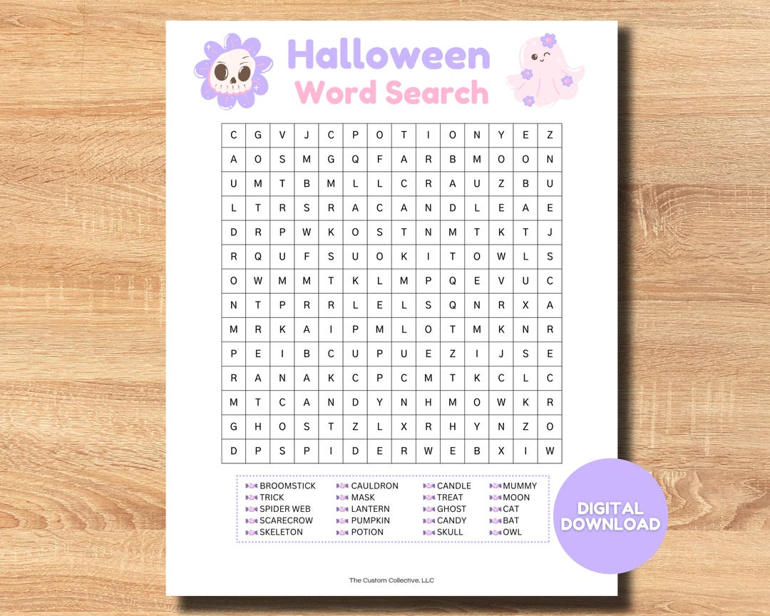 Sopa de letras de Halloween imprimible / Lindo y espeluznante juego de ...