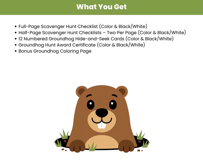 Groundhog Scavenger Hunt Game, Printable Kids Groundhog Day Activity ...