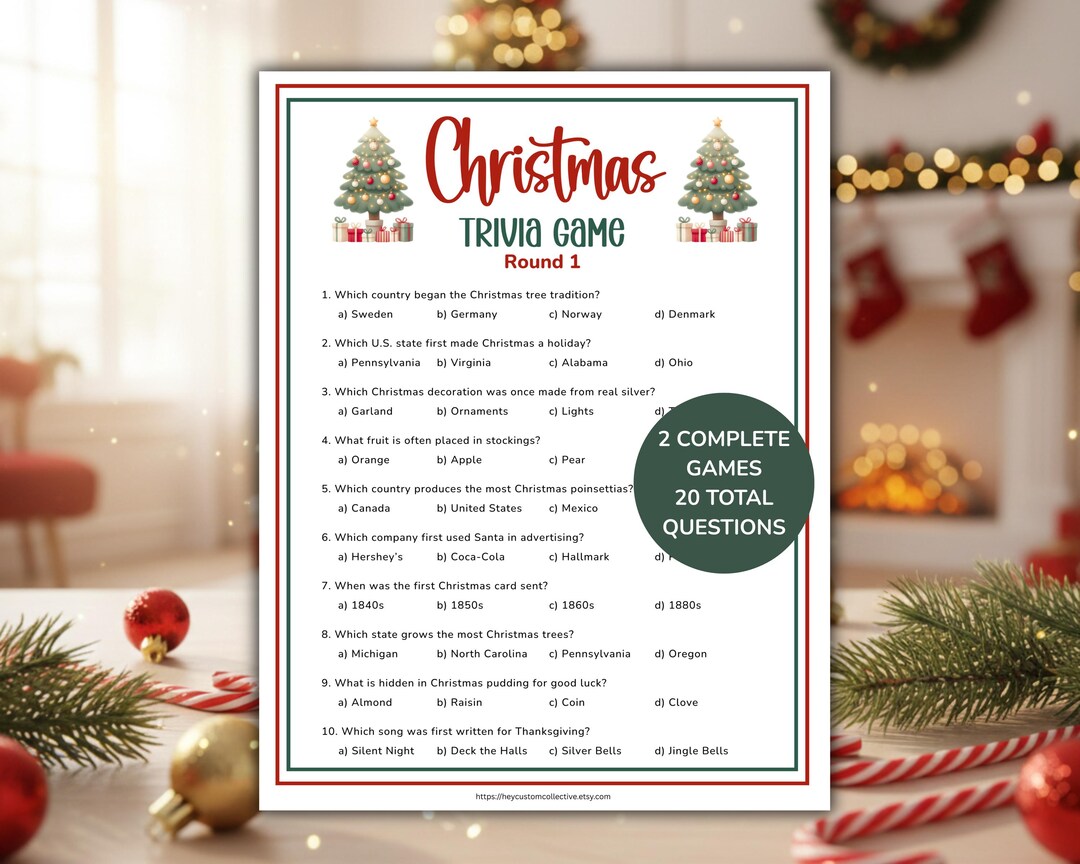 Christmas Trivia Game, Printable Party Games, Holiday Trivia Quizzes ...