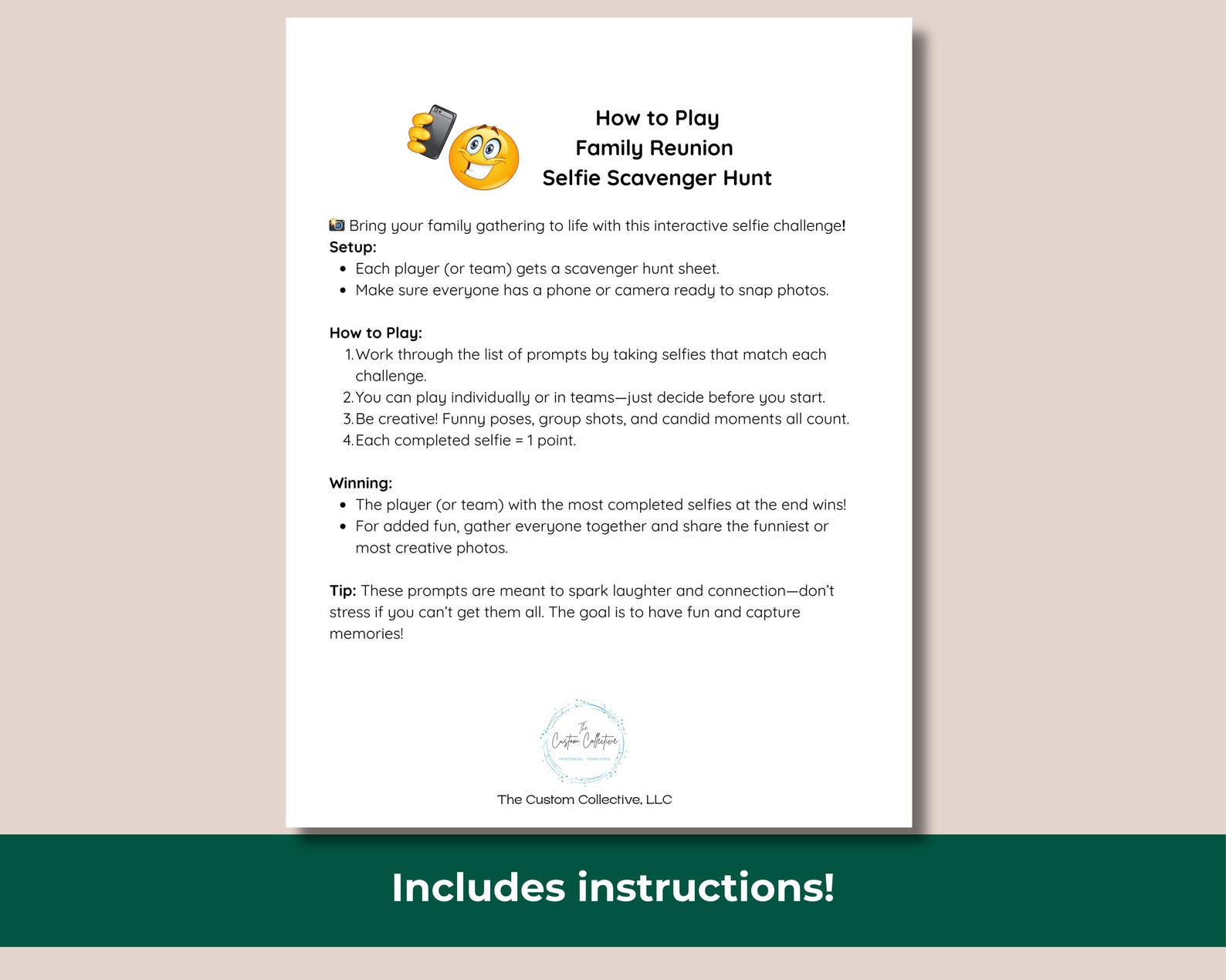 Family Reunion Selfie Scavenger Hunt: Printable Photo Game & Icebreaker ...