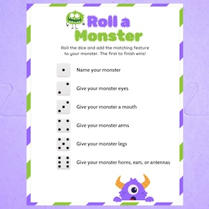 Roll A Monster Game, Printable Halloween Game, Halloween Dice Activity ...