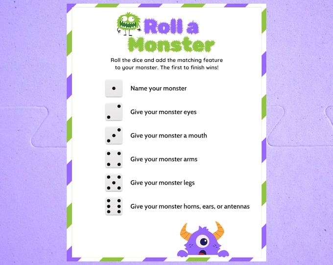 Roll A Monster Game | Printable Halloween Game | Halloween Activity for ...