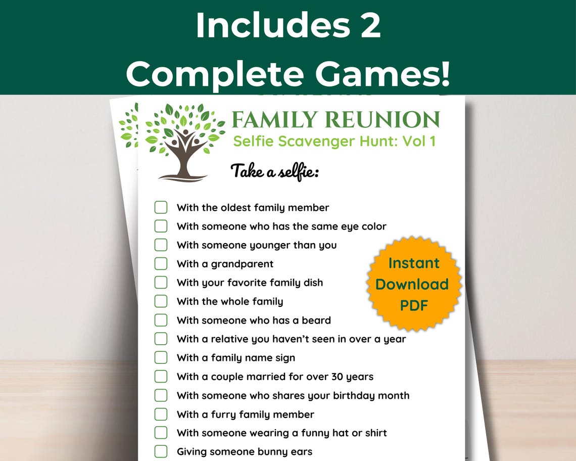 Family Reunion Selfie Scavenger Hunt: Printable Photo Game & Icebreaker ...