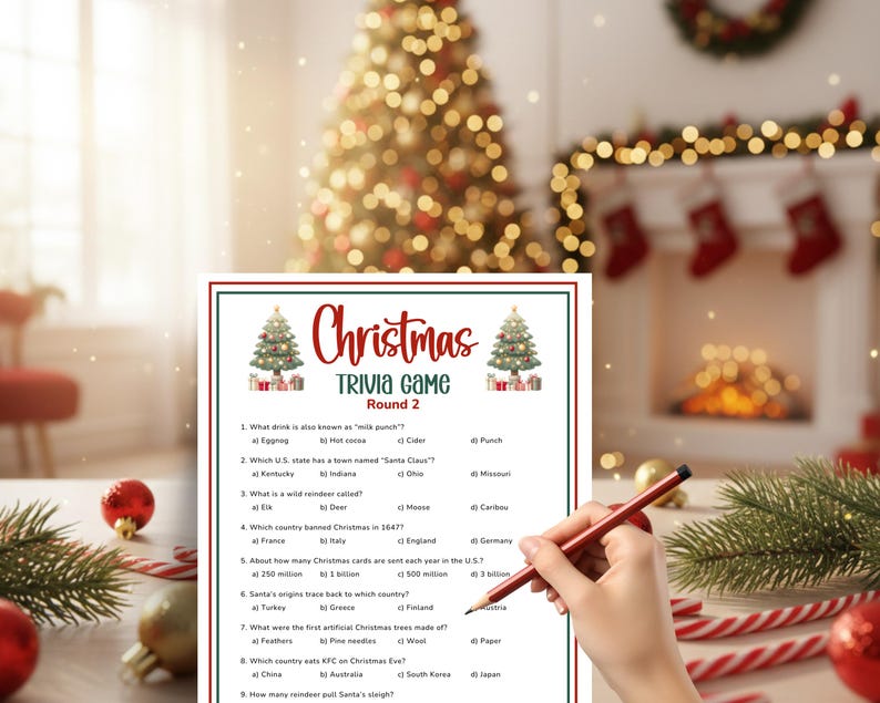 Christmas Trivia Game, Printable Party Games, Holiday Trivia Quizzes ...