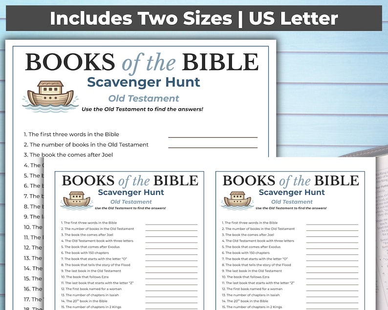 Books of the Bible Scavenger Hunt, Printable Christian Game, Church ...