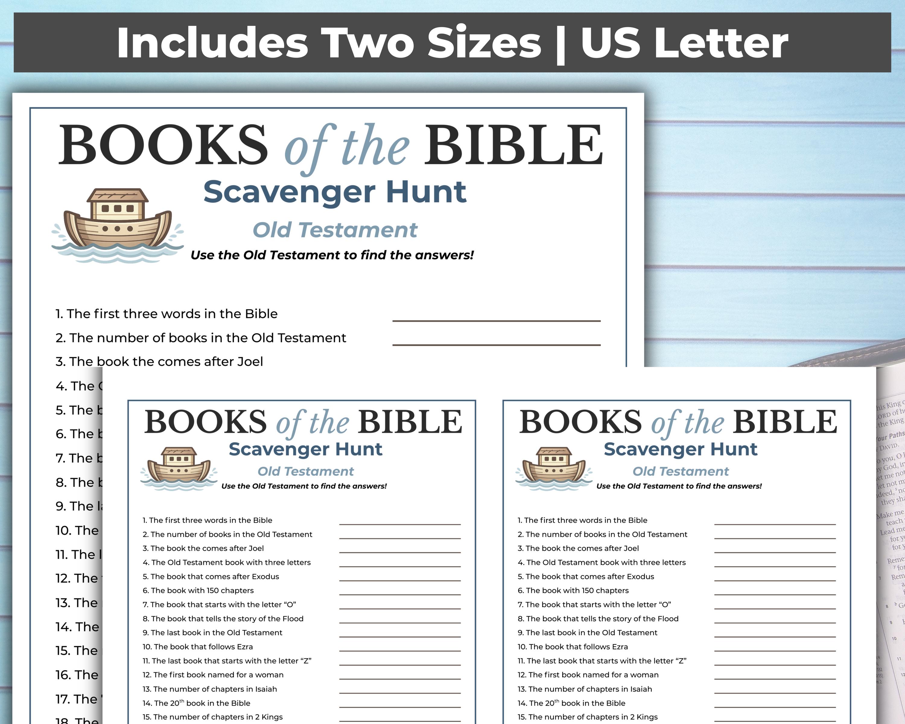 Books of the Bible Scavenger Hunt, Printable Christian Game, Church ...