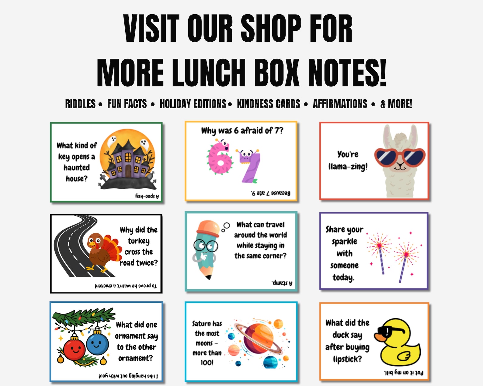 48 Halloween Lunchbox Jokes for Kids, Printable Lunchbox Cards ...