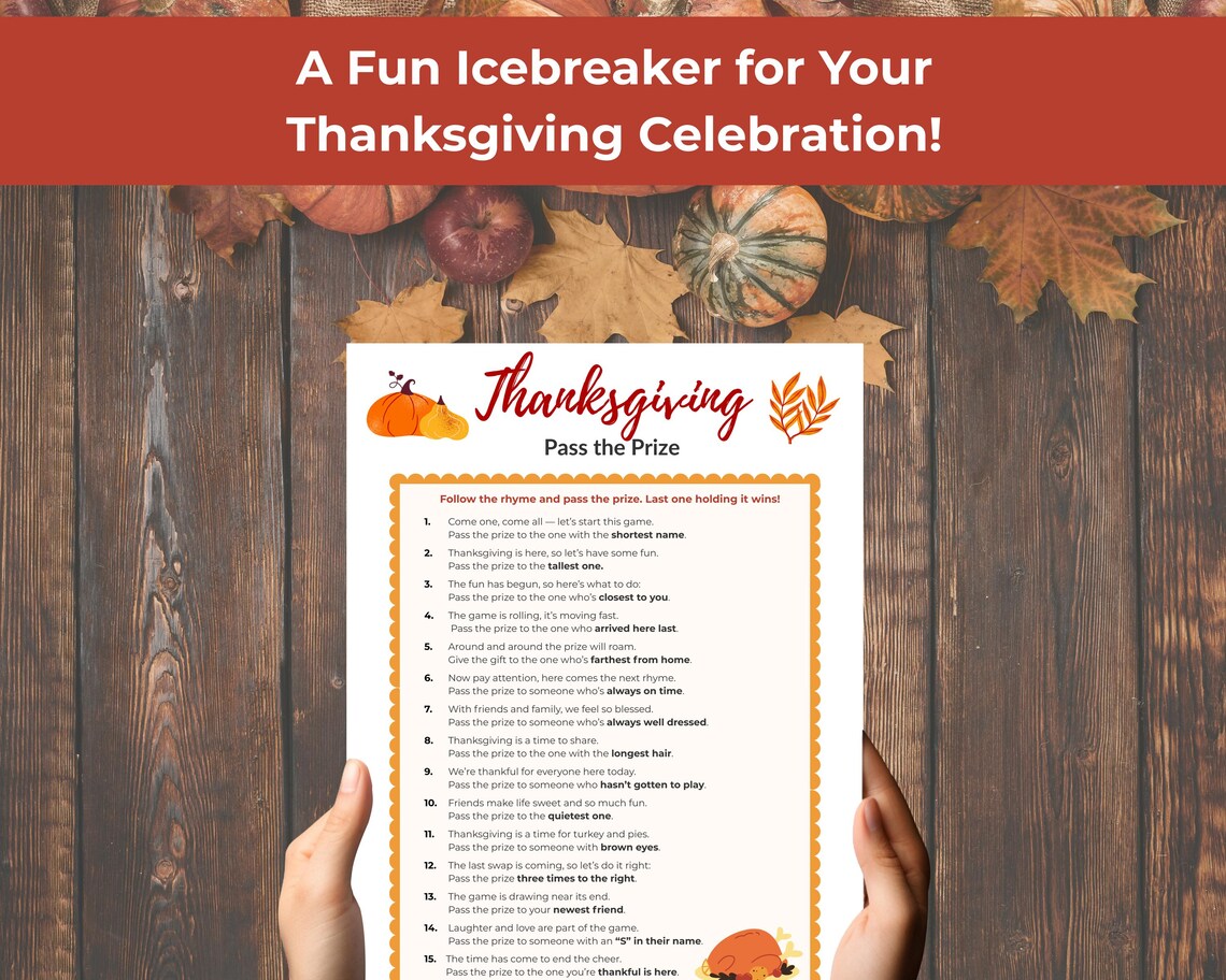 Thanksgiving Pass the Prize Game: Thanksgiving Party Games, Pass the ...