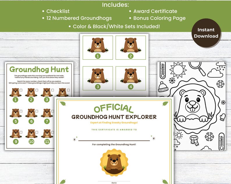 Groundhog Scavenger Hunt Game, Printable Kids Groundhog Day Activity ...