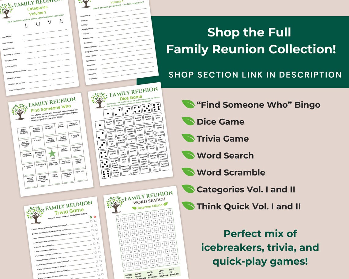 Family Reunion Selfie Scavenger Hunt: Printable Photo Game & Icebreaker ...