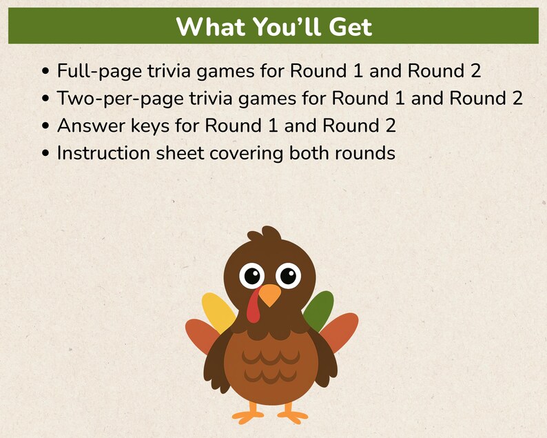 Turkey Trivia Game, Printable Thanksgiving Party Games, Fall Trivia ...