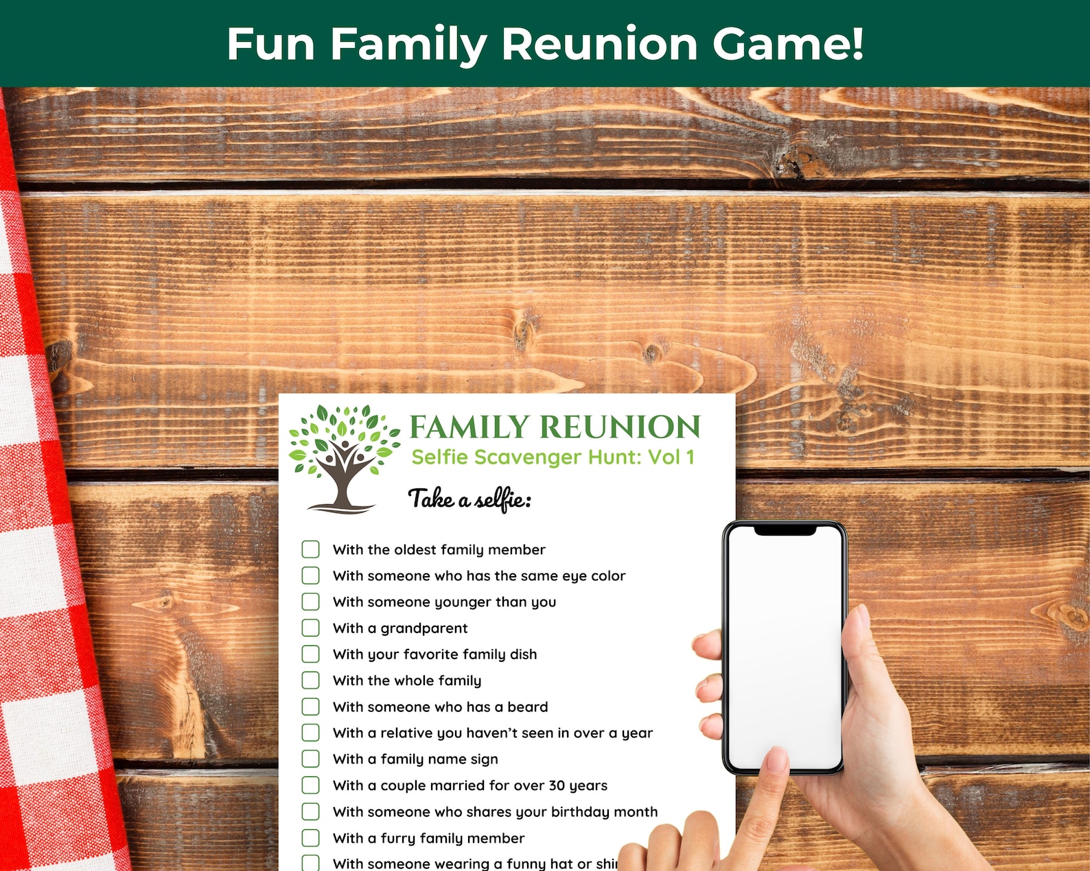 Family Reunion Selfie Scavenger Hunt: Printable Photo Game & Icebreaker ...