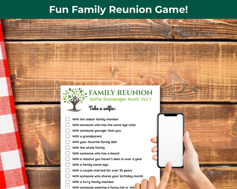 Family Reunion Selfie Scavenger Hunt: Printable Photo Game & Icebreaker ...