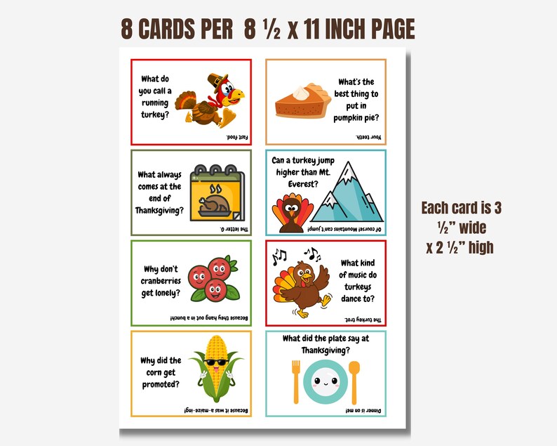 48 Thanksgiving Lunchbox Jokes for Kids, Printable Lunchbox Cards ...