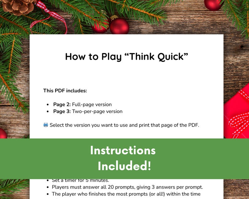 Christmas Think Quick Trivia Game, Printable Holiday Trivia, Ice ...