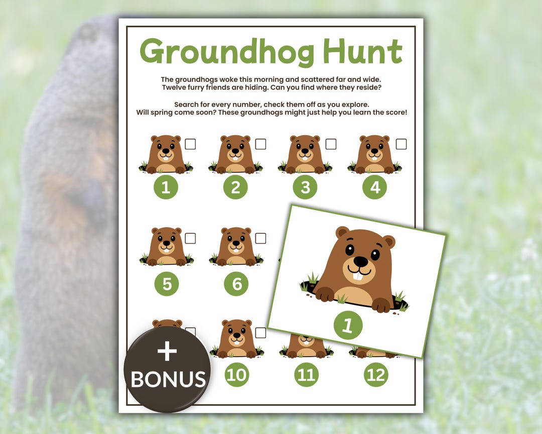 Groundhog Scavenger Hunt Game, Printable Kids Groundhog Day Activity ...