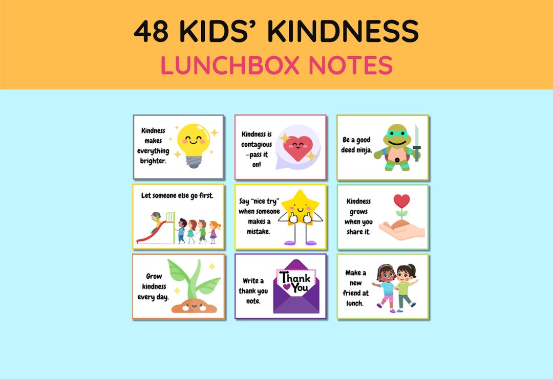 Kindness Lunch Box Notes: Positive Affirmations for Kids (PDF Download ...