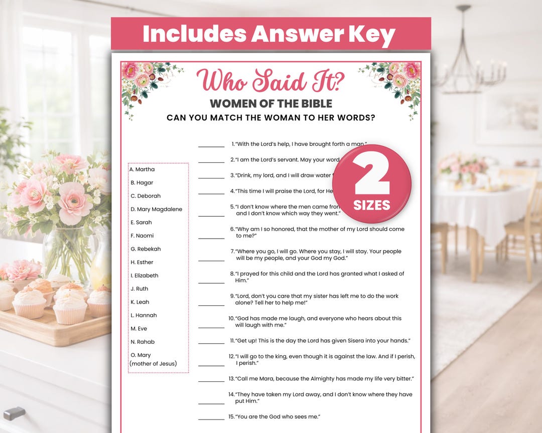 Women of the Bible Who Said It Game, Printable Christian Matching ...