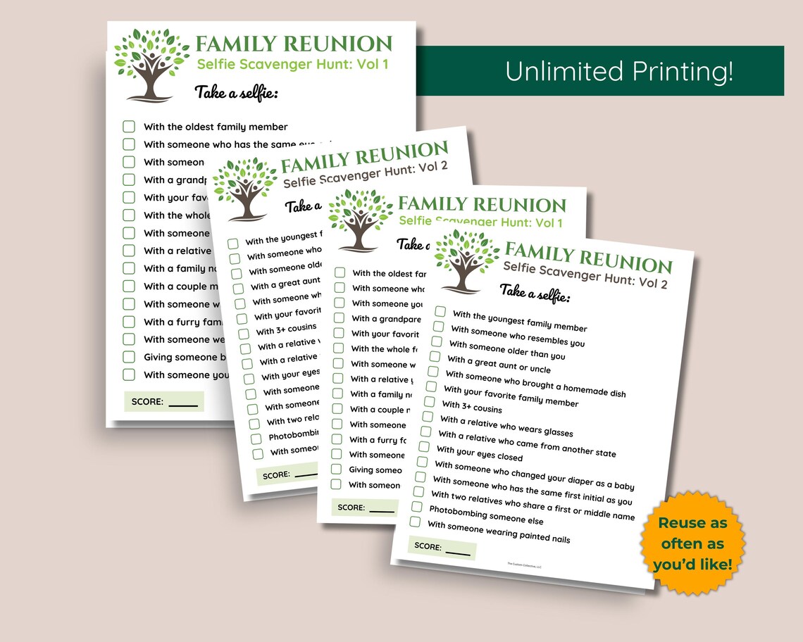 Family Reunion Selfie Scavenger Hunt: Printable Photo Game & Icebreaker ...
