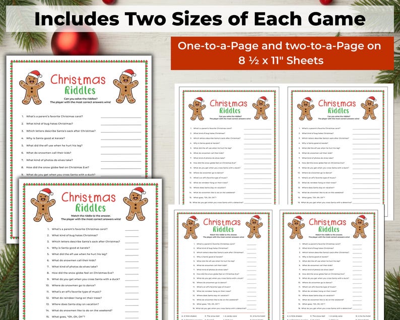 Christmas Riddles Game, Printable Christmas Trivia, Large Group Game, 2 ...
