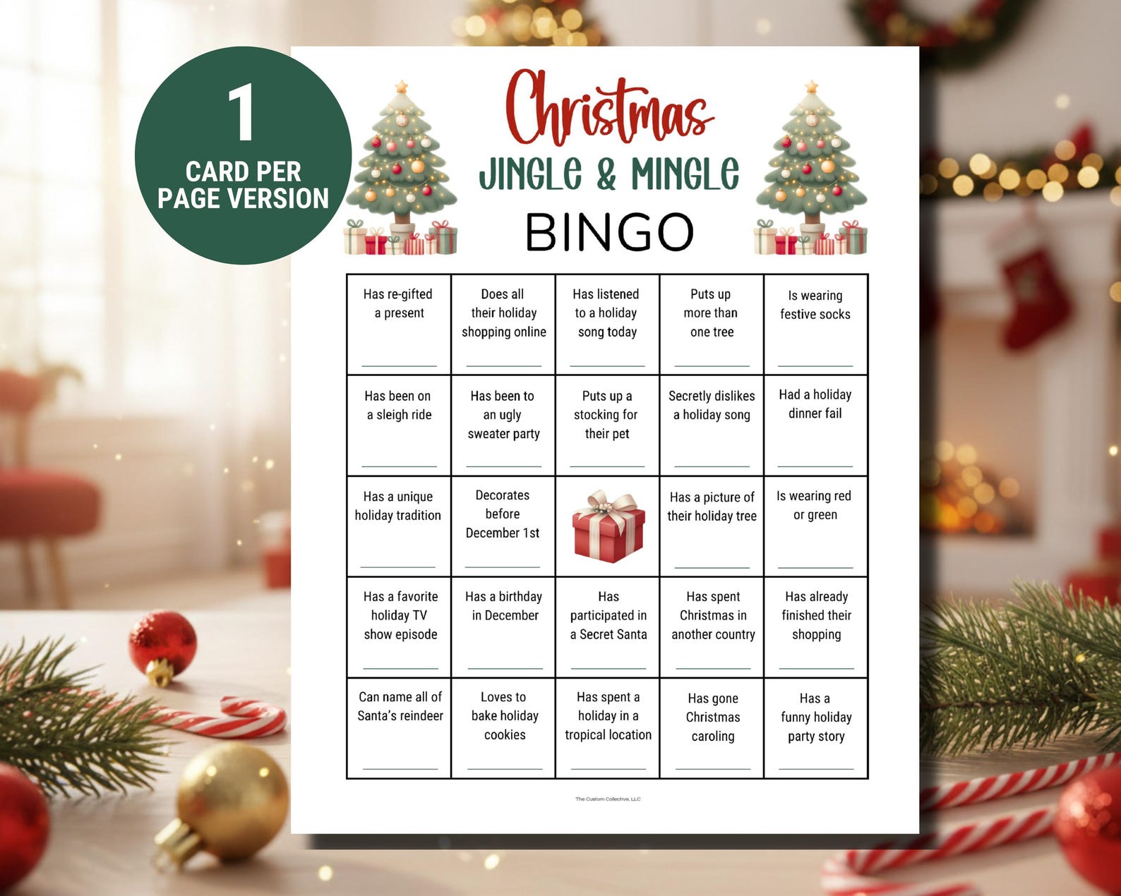 Jingle and Mingle Bingo, Printable Find the Guest Ice Breaker Game ...