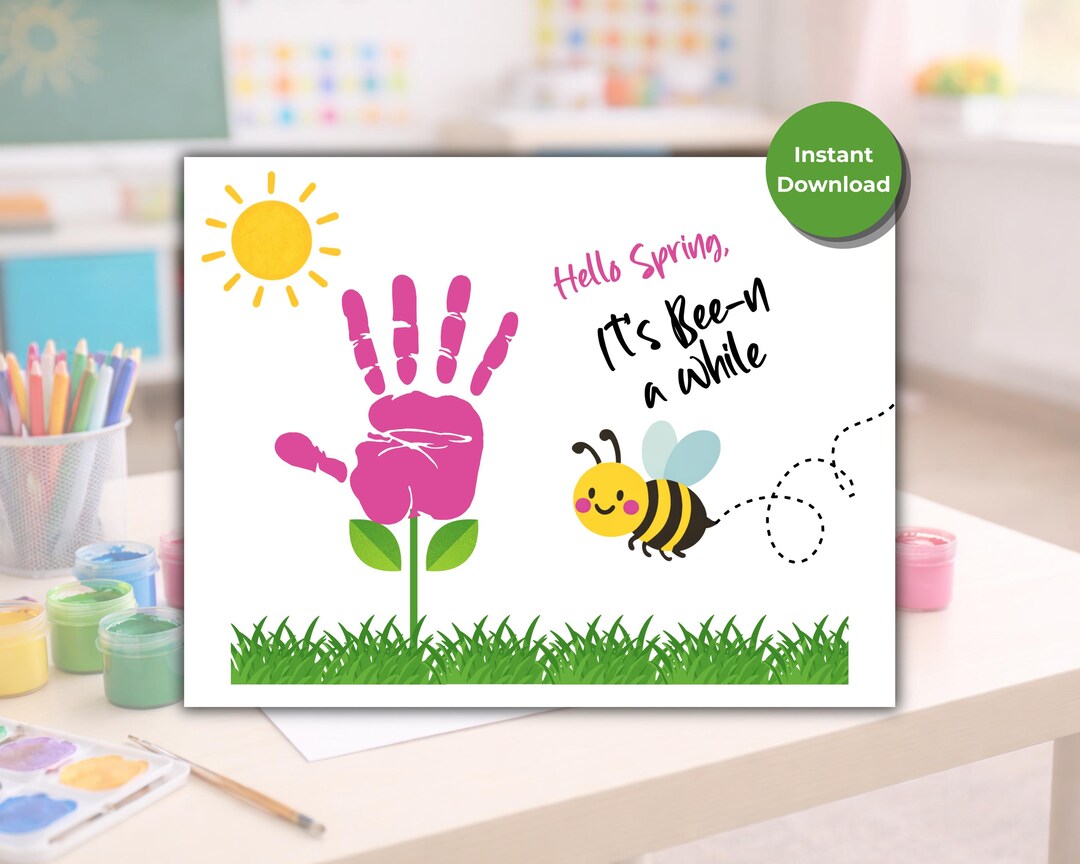Hello Spring Handprint Craft Printable, Kids Spring Keepsake, Fun ...