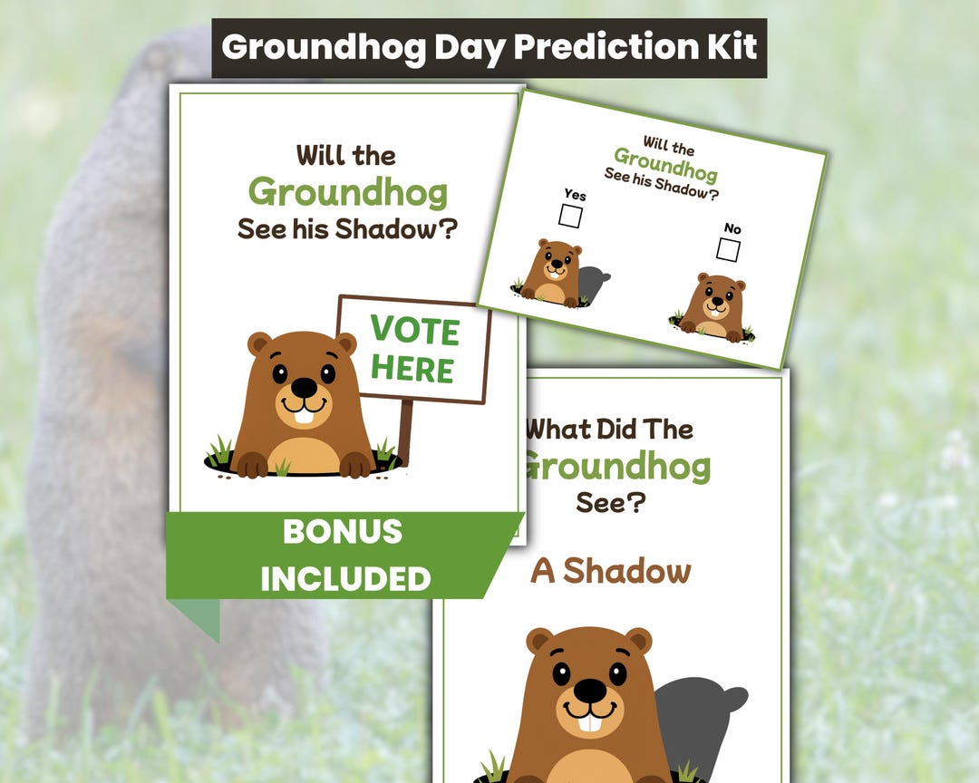 Groundhog Day Prediction Kit, Printable Groundhog Day Activity, Voting ...