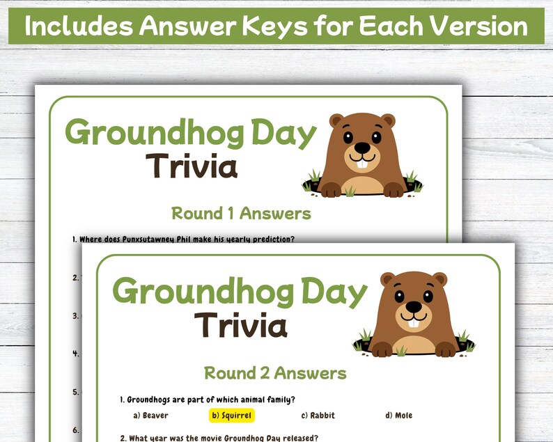 Groundhog Day Trivia Game, Printable Groundhog Day Activity ...