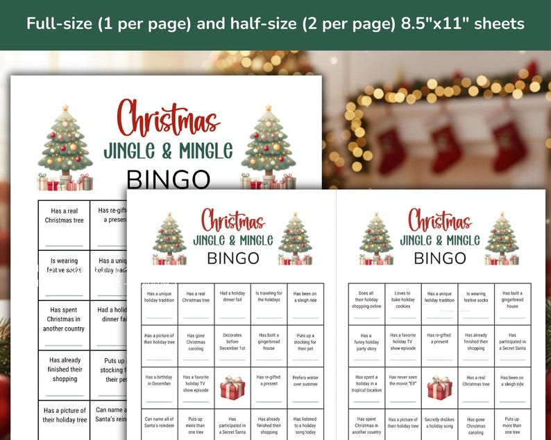 Jingle and Mingle Bingo, Printable Find the Guest Ice Breaker Game ...