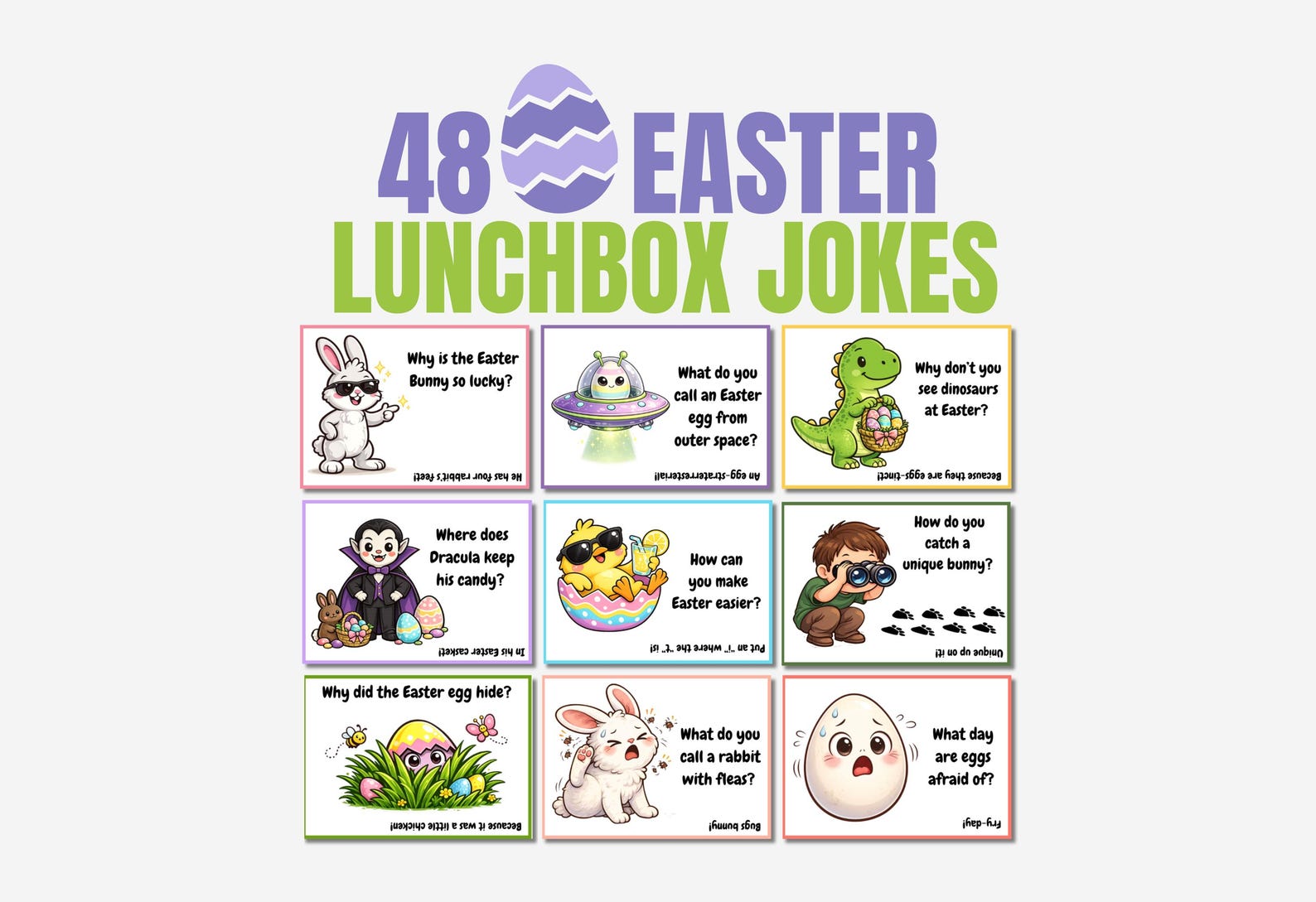 48 Easter Lunchbox Jokes for Kids, Printable Lunchbox Cards, Easter ...