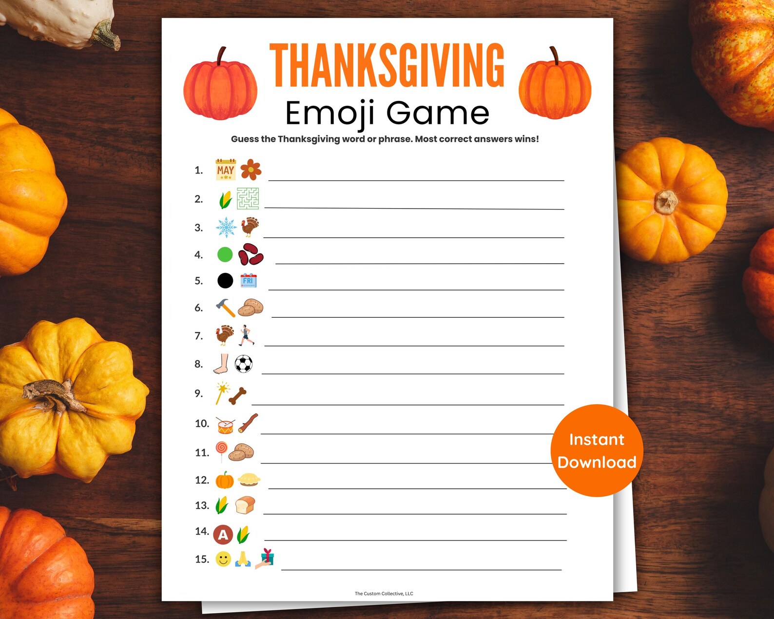 Thanksgiving Emoji Game: Printable Thanksgiving Game for Kids and ...