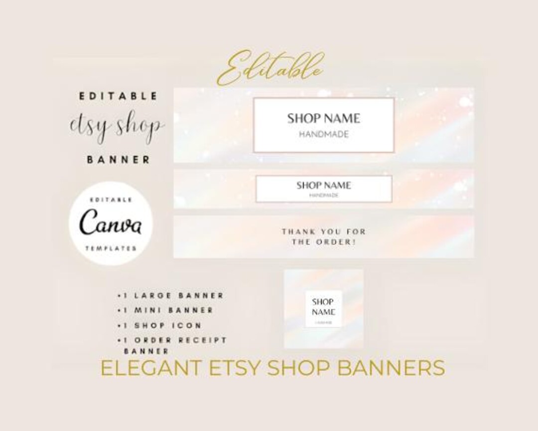 Elegant Etsy Shop Banner Templates | Canva Etsy Shop Kit | Editable ...