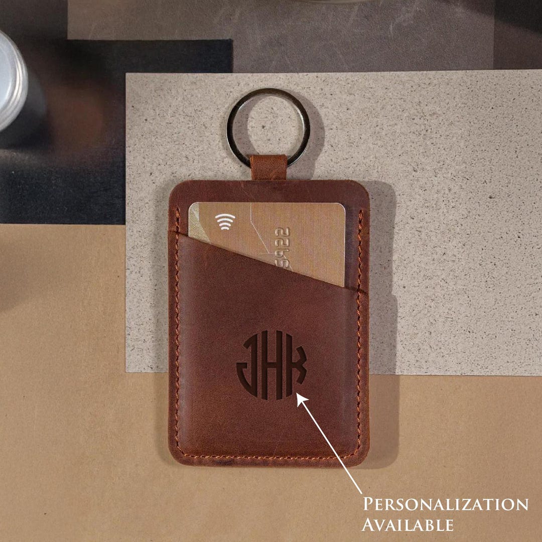 Leather Id Card Holder, Personalized Badge Holder, Work Badge Holder ...