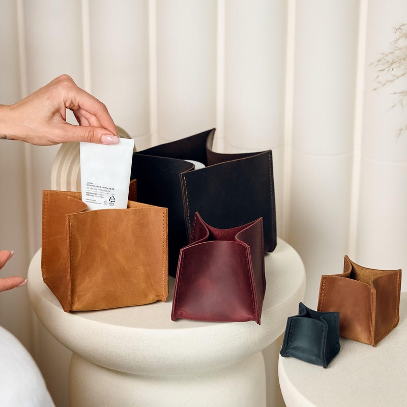 Leather Storage Bins - Etsy