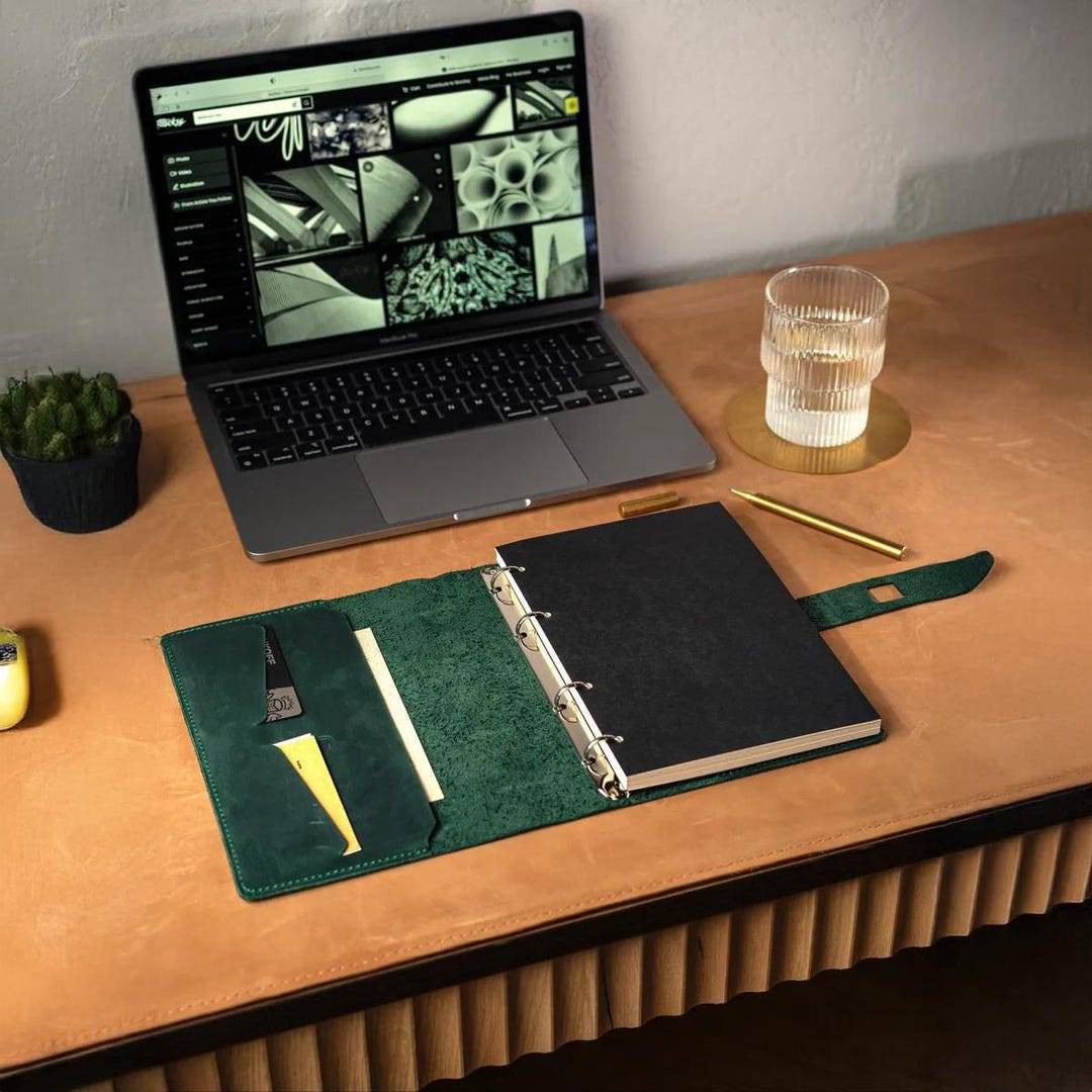 Monogrammed Leather Binder, Ring Binder Journal, 4 Ring Leather Binder ...