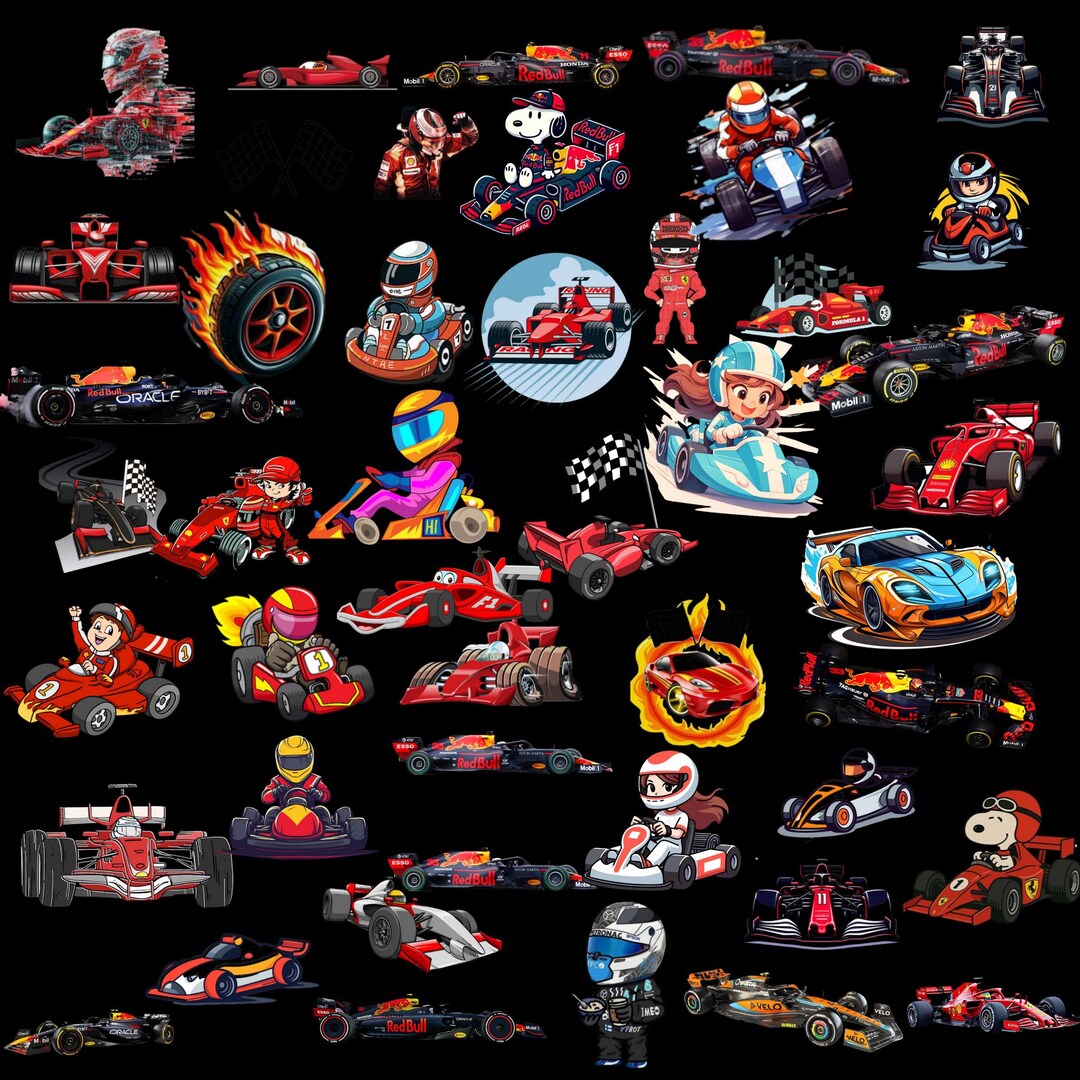 Formula 1 - Go Kart Clipart Bundle | Racing Cars PNG for Sublimation ...