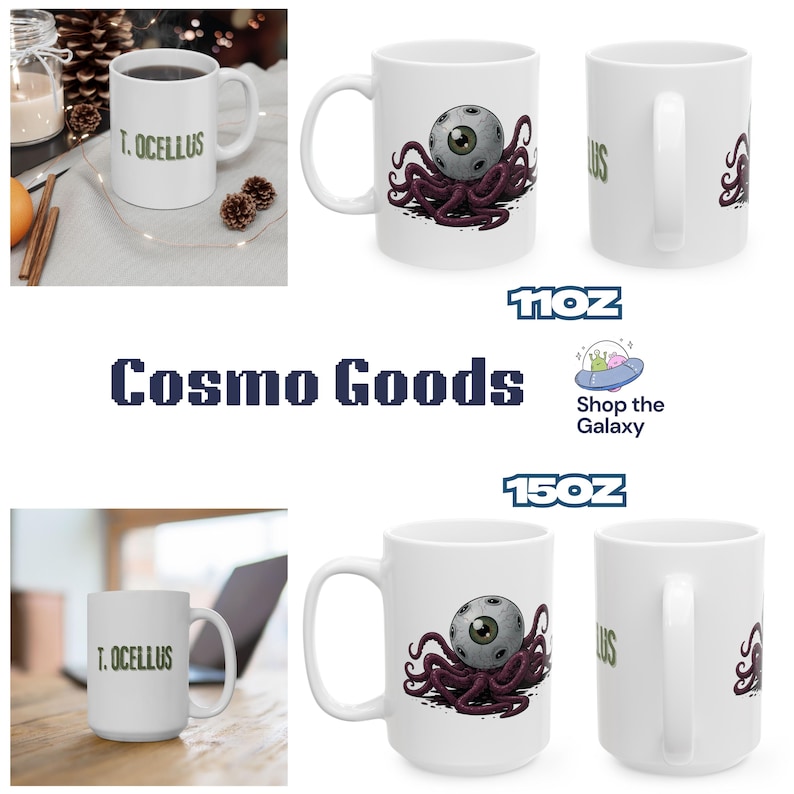 T Ocellus Alien Earth Mug - Tentacle Eye Sci-fi Cup (11/15oz) - Etsy