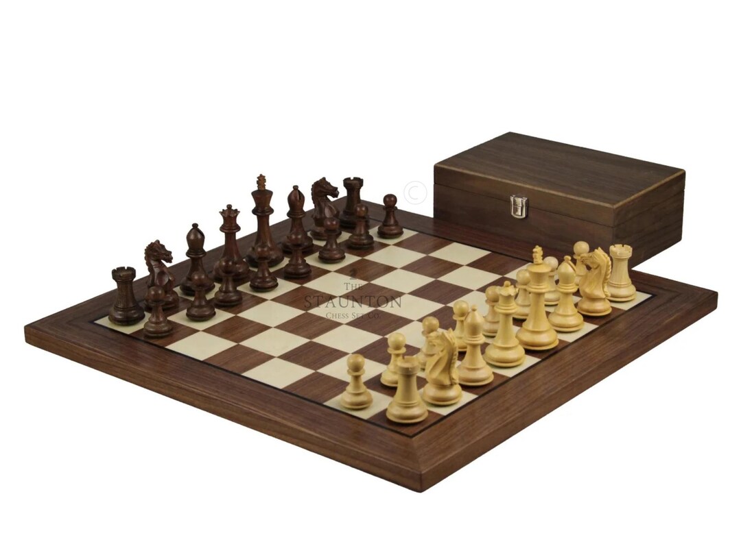 Handmade Helena Walnut Chess Set Sheesham Fierce Knight Staunton Pieces ...