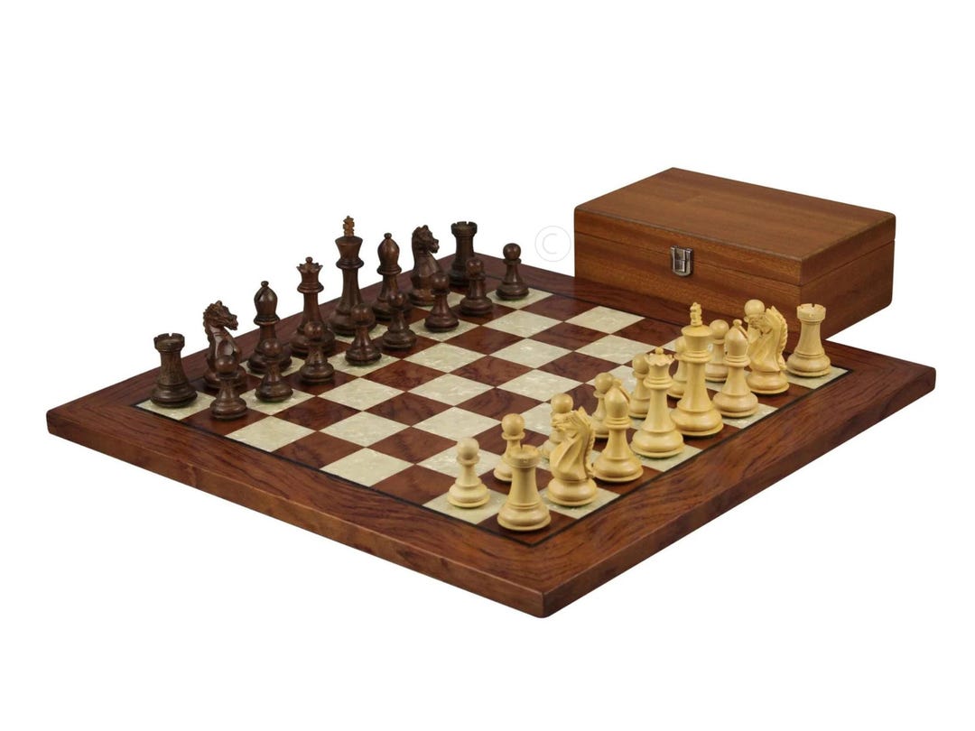 Personalised Handmade Rosewood Chess Set 20" Helena Mother of Pearl ...