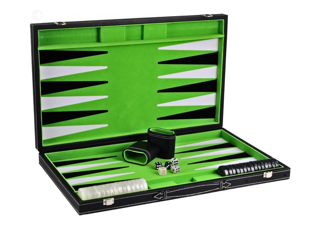 Personalised Handmade Leatherette Lime Green Backgammon Set – 21 Inch ...