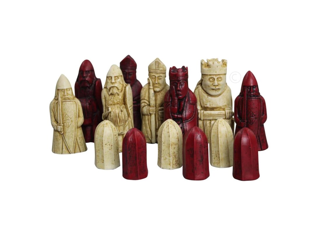 Isle of Lewis II Ivory & Red Resin Chess Pieces 3.5 Inch - Etsy