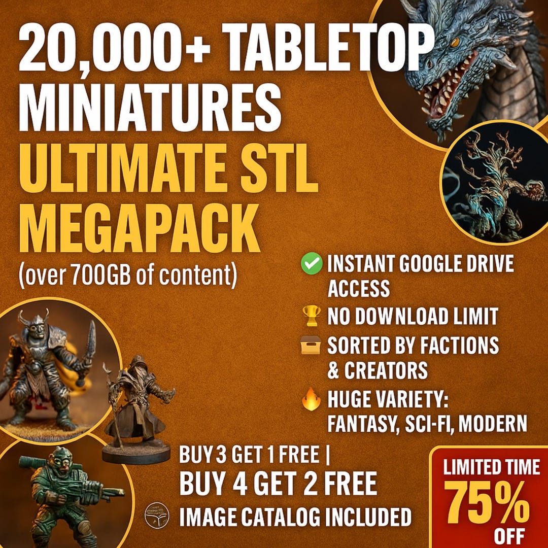 700+GB Tabletop & Miniatures STL MEGA Pack - 3D Pack - No Limit ...