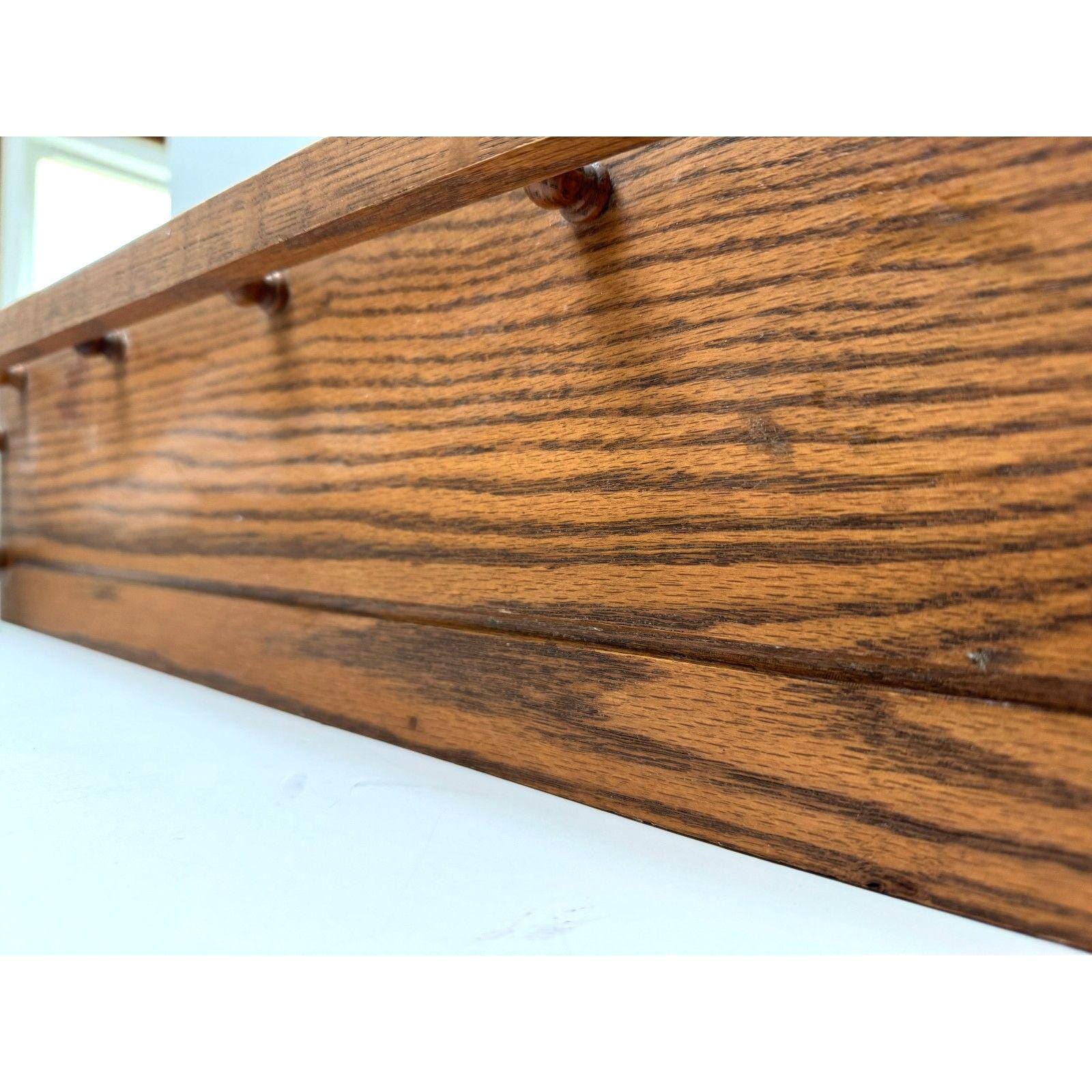 Vintage Wood Shelf With Heart Cuts and Plate Groove, 4 Peg Hooks, Wall ...