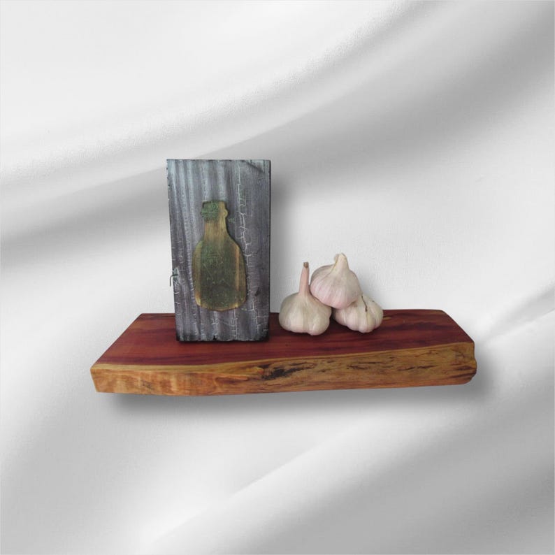 Live Edge Cedar Floating Shelf | Reclaimed Hurricane Wood | 14.25" Wall ...