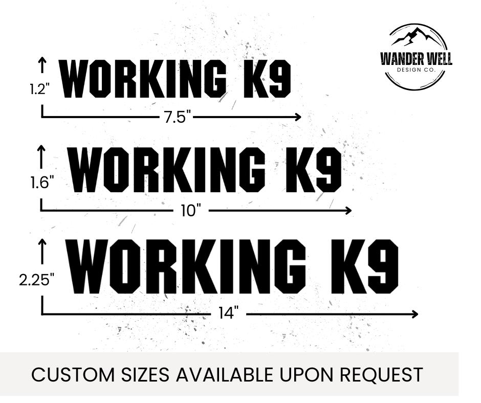 WORKING K9 Decal – Working Dog Warning Sticker for Vehicle or Crate ...