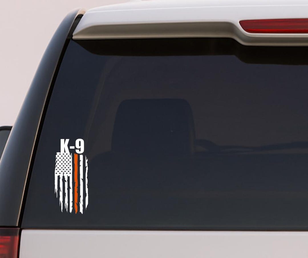 K-9 Thin Orange Line Flag Decal – Distressed Flag K9 Sticker | Search ...