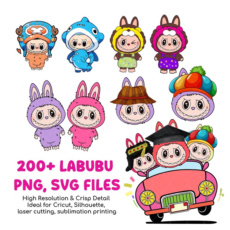 Labubu png, Labubu svg Bundle, Labubu Clipart, Cute Labubu Vector ...