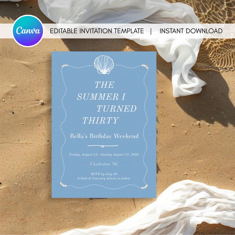 The Summer I Turned Pretty Invitation: Beach Birthday Party, Editable ...